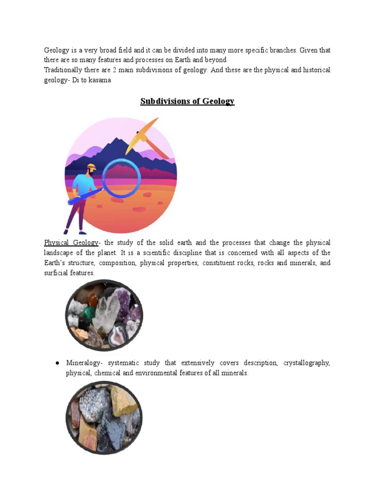 Subdivision of Geology | PDF | Geology | Rock (Geology)
