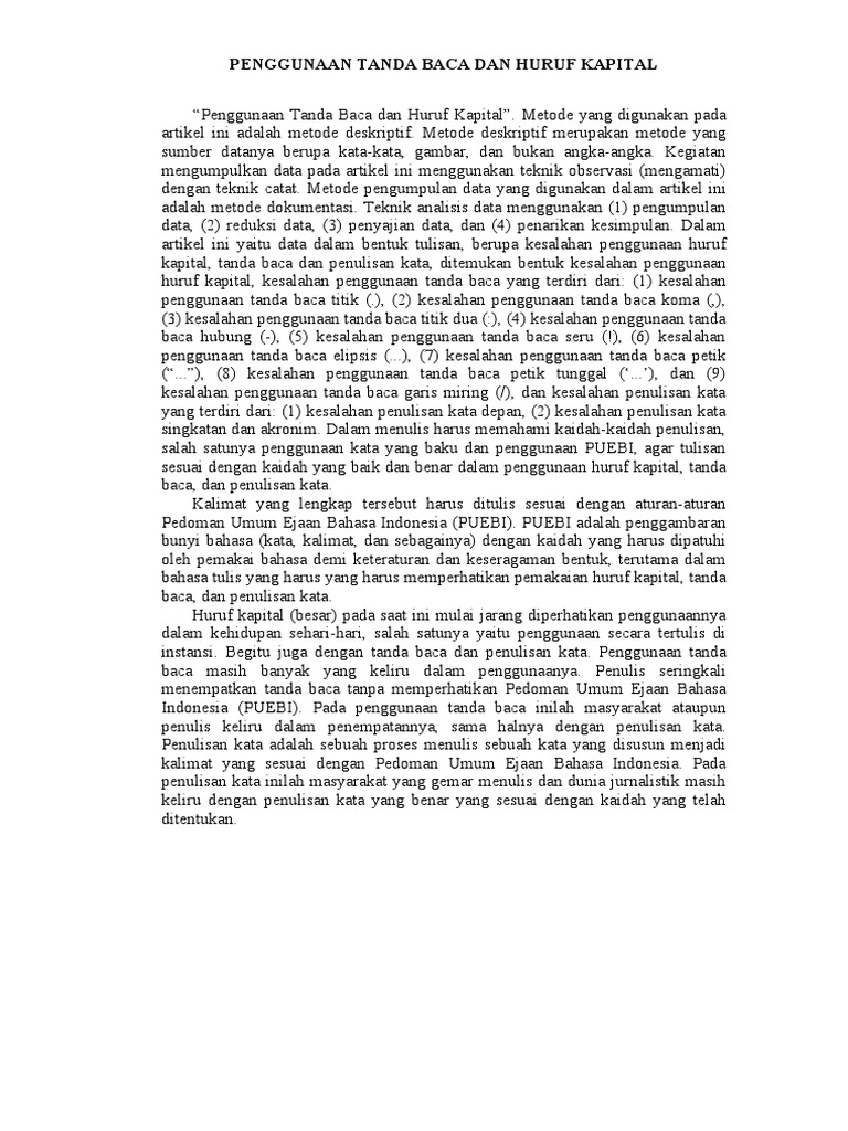 Penggunaan Tanda Baca Dan Huruf Kapital | PDF