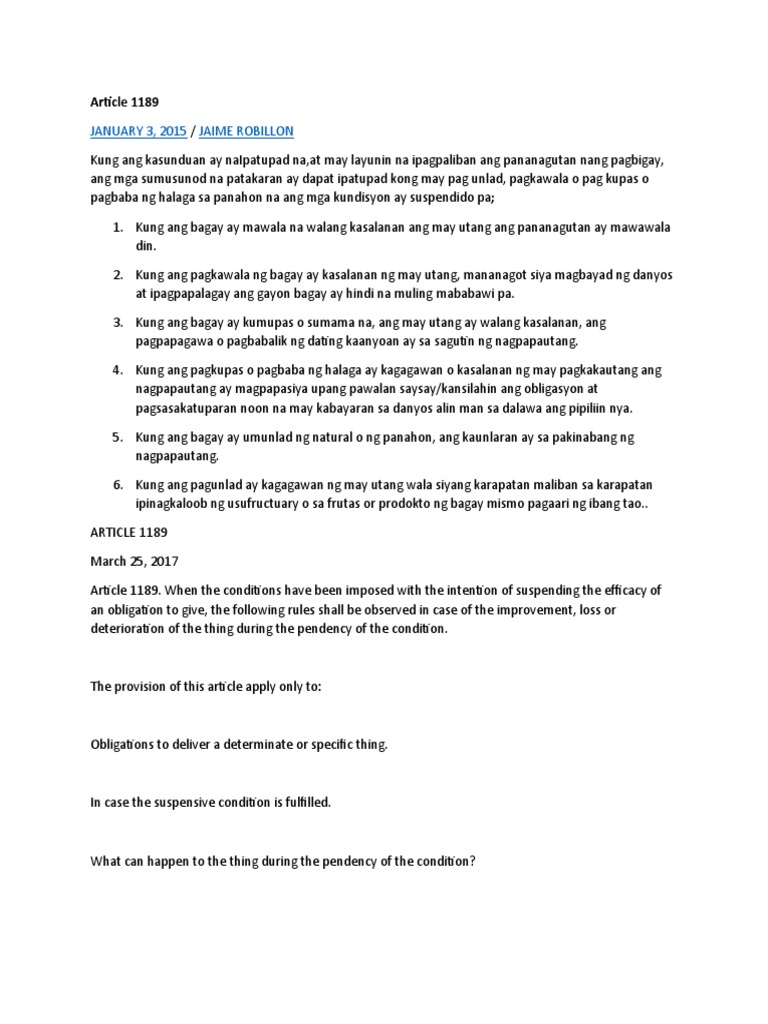Article 1189 | PDF