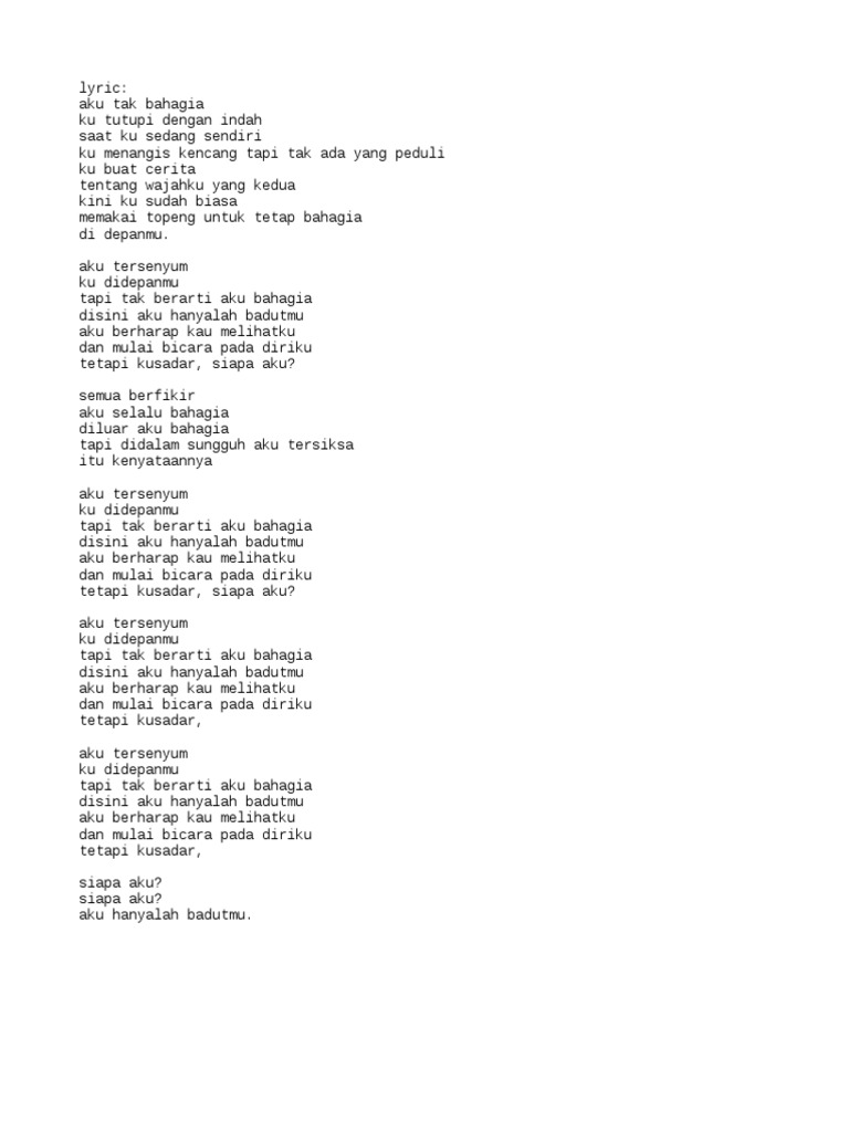 Lirik Lagu "Badut" dan Maknanya | PDF