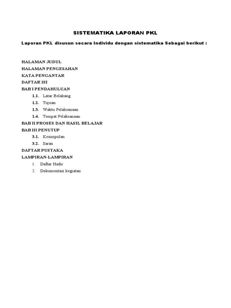 Sistematika Laporan PKL | PDF