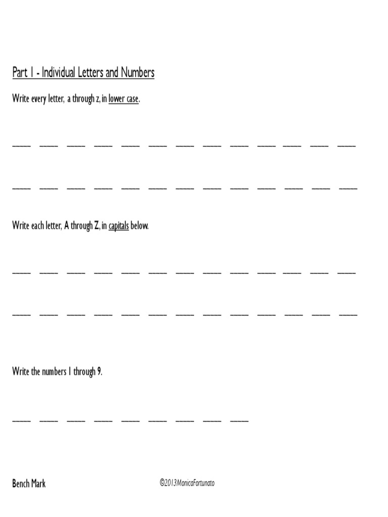 Part 1 - Individual Letters and Numbers: Write Every Letter, A Through ...