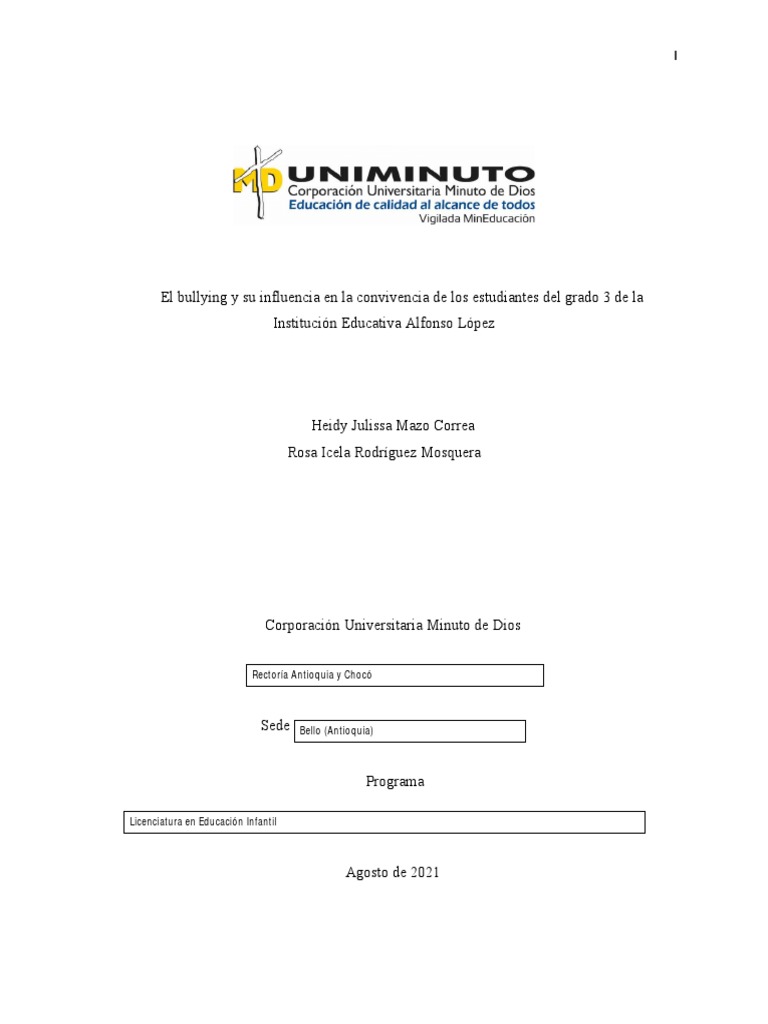 Bullying en Grado 3: Impacto y Convivencia | PDF | Violencia | Cuestionario