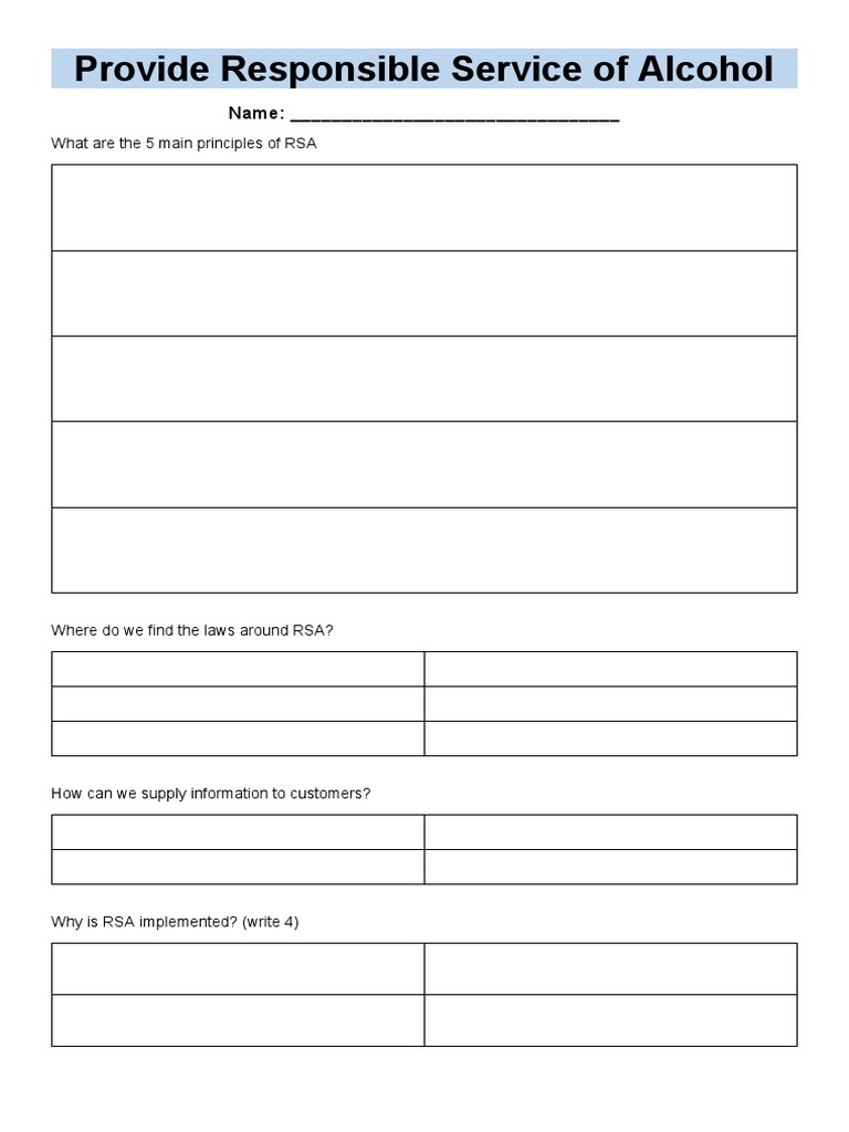 RSA Principles & Responsibilities | PDF | Alcoholic Drinks | Drink