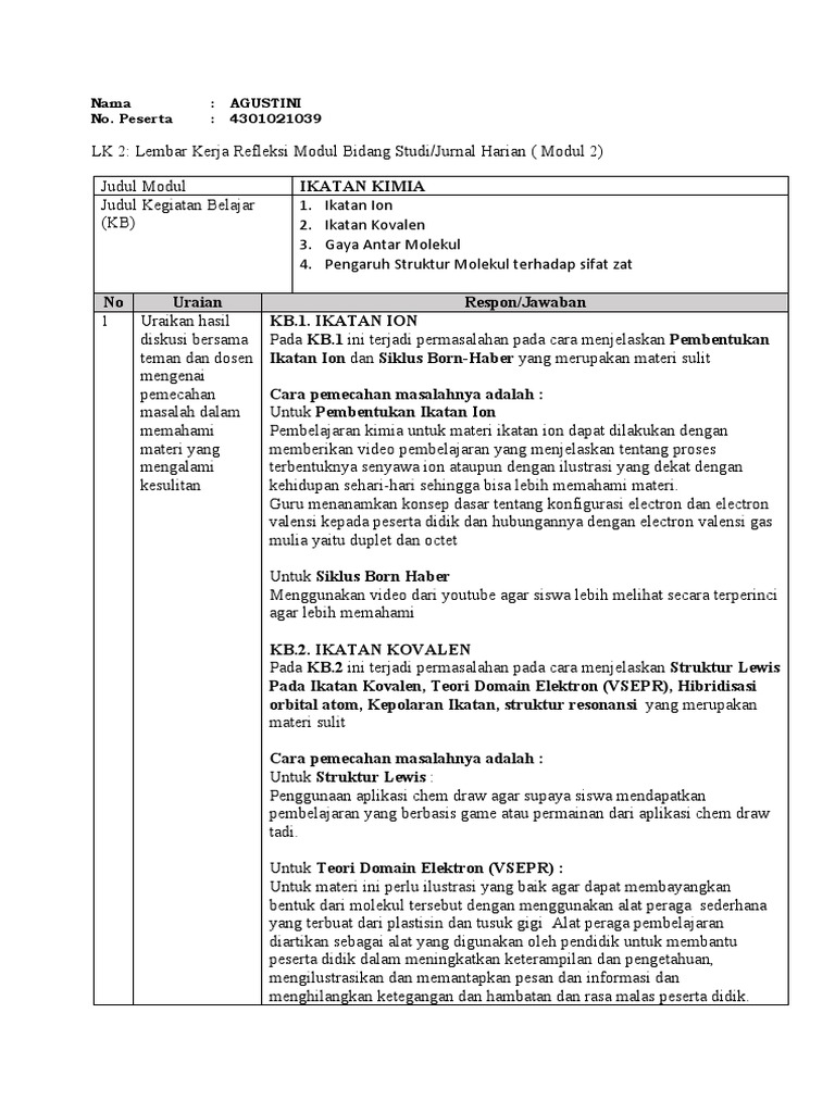 LK 2 - Lembar - Kerja - Refleksi - Modul - 2 - Agustini | PDF