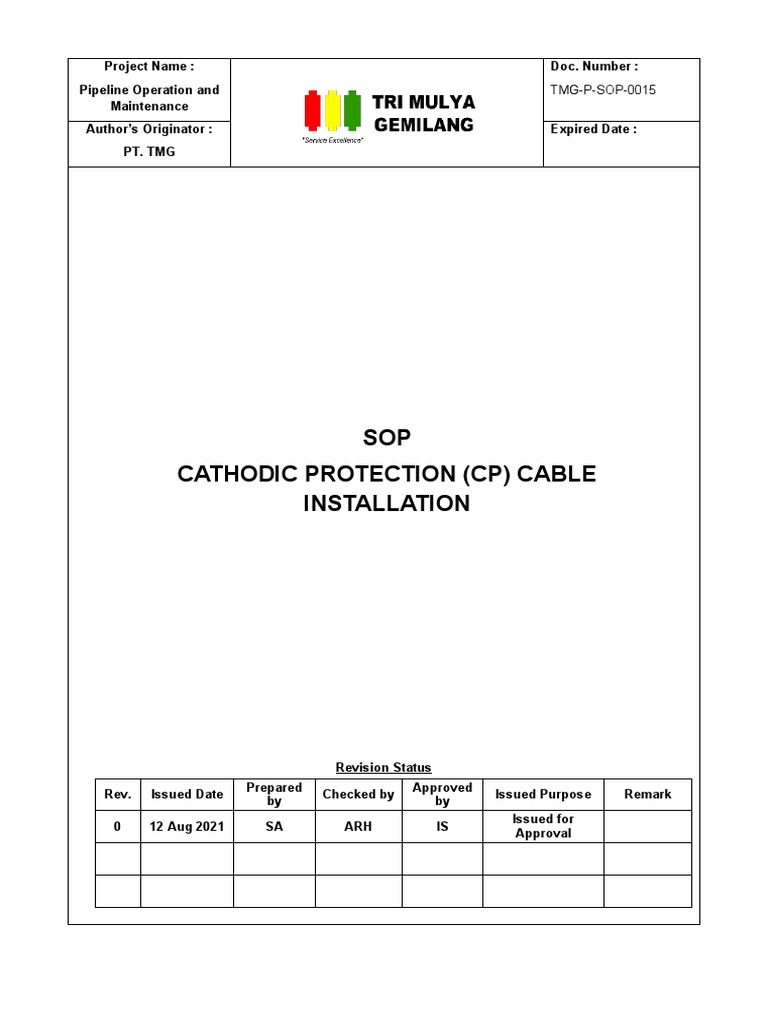 Installation and Maintenance of Cathodic Protection Cables: A Standard ...