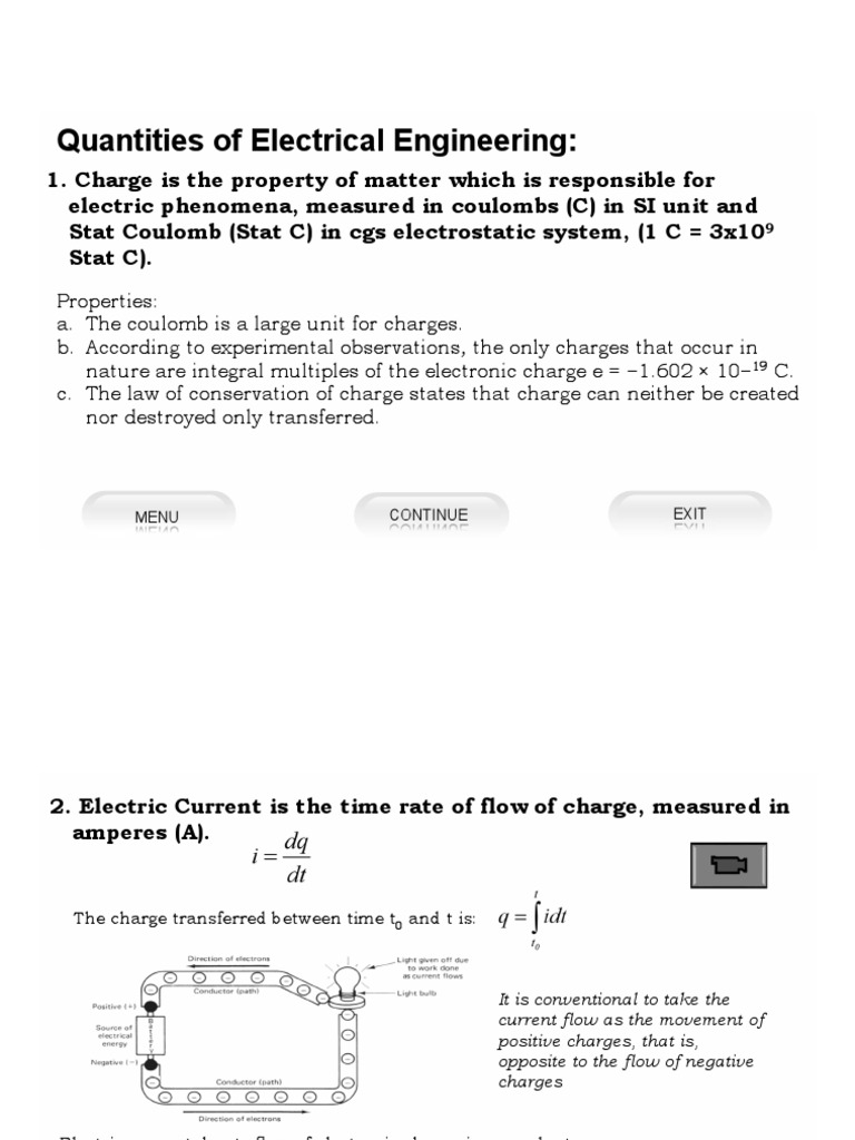 Quantities of Electrical Engineering | PDF | Electric Charge | Voltage