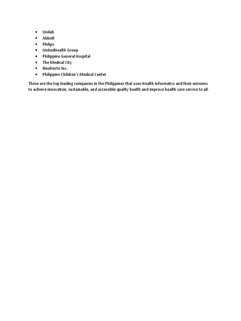 Top Health Informatics Companies in PH | PDF | Self-Improvement | Wellness