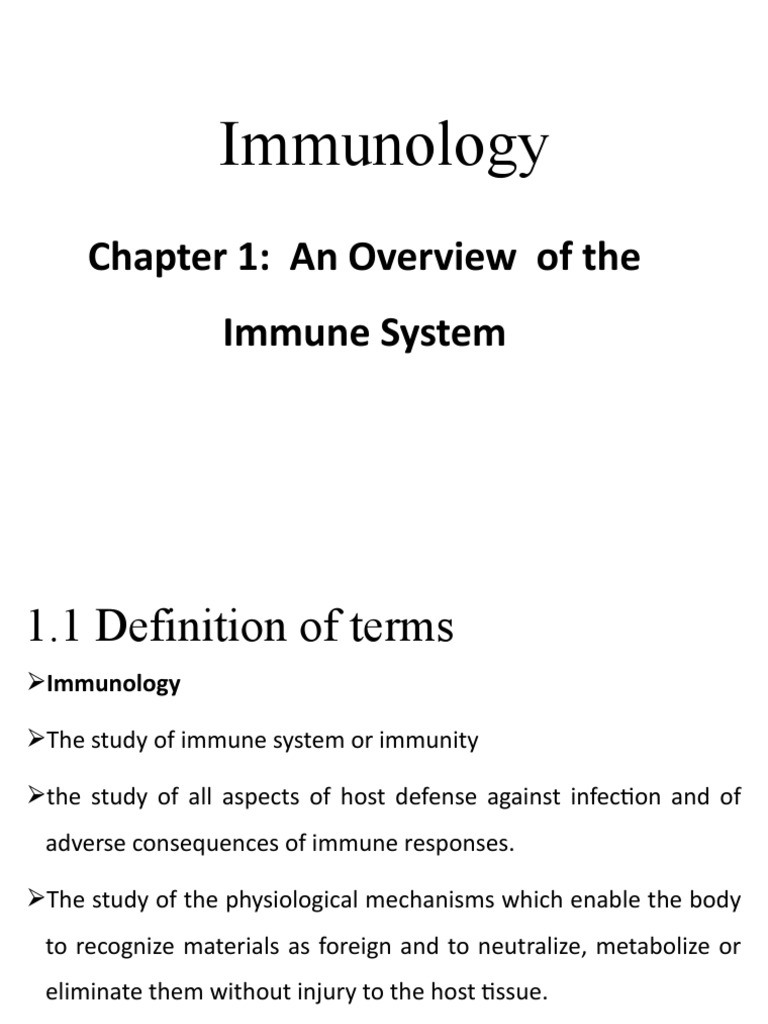 Immunology: Chapter 1: An Overview of The Immune System | PDF ...