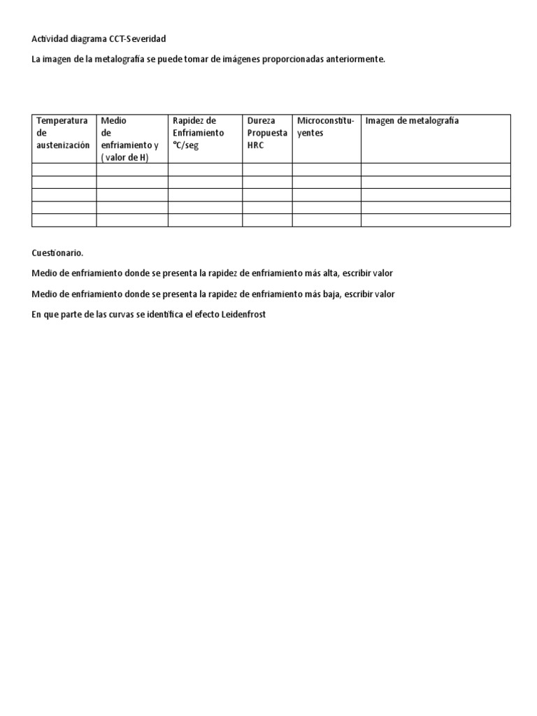 Análisis de diagramas CCT y propiedades mecánicas para diferentes ...