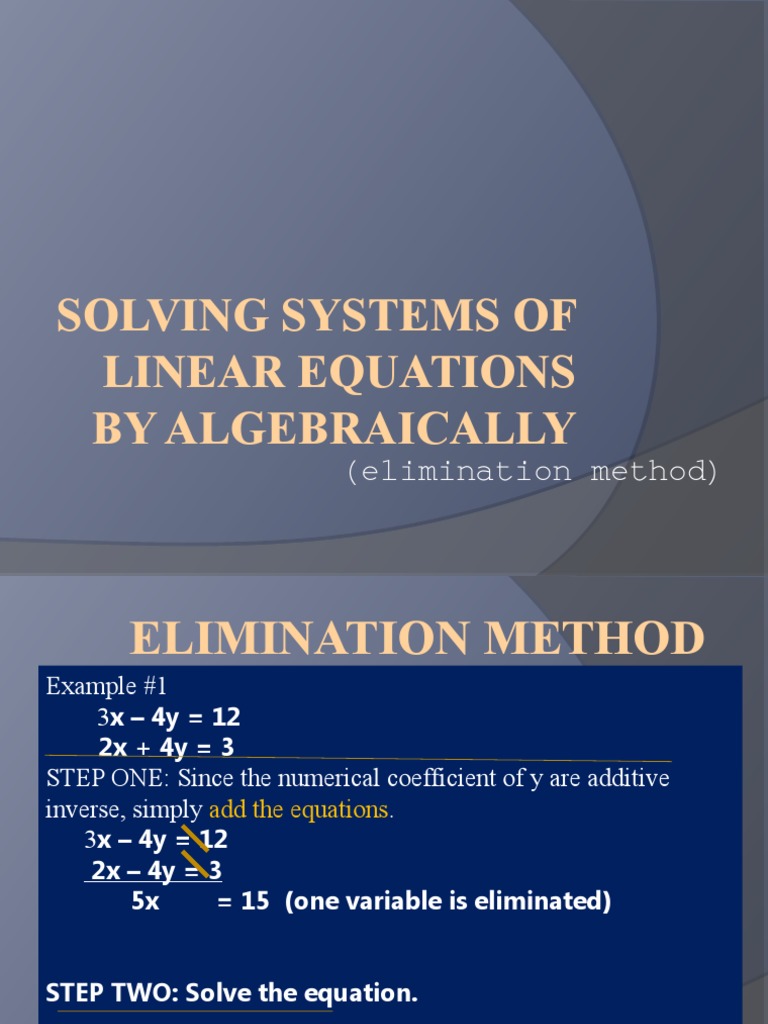 Solving Linear Equations by Elimination | PDF