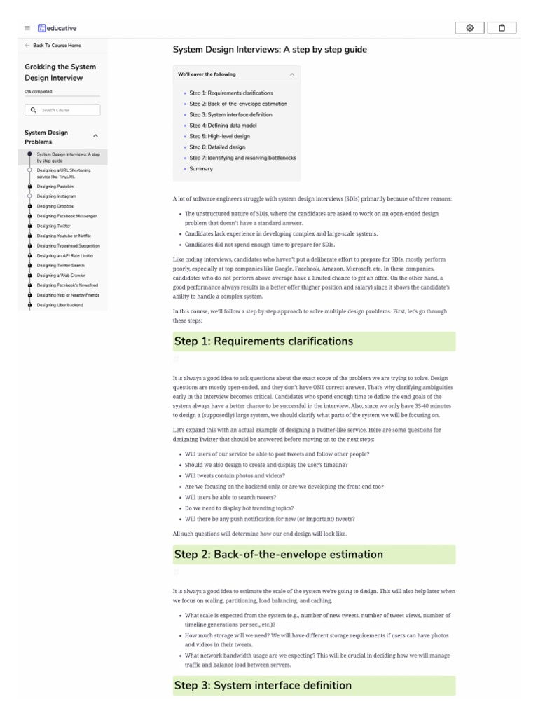 System Design Interviews - A Step by Step Guide | PDF