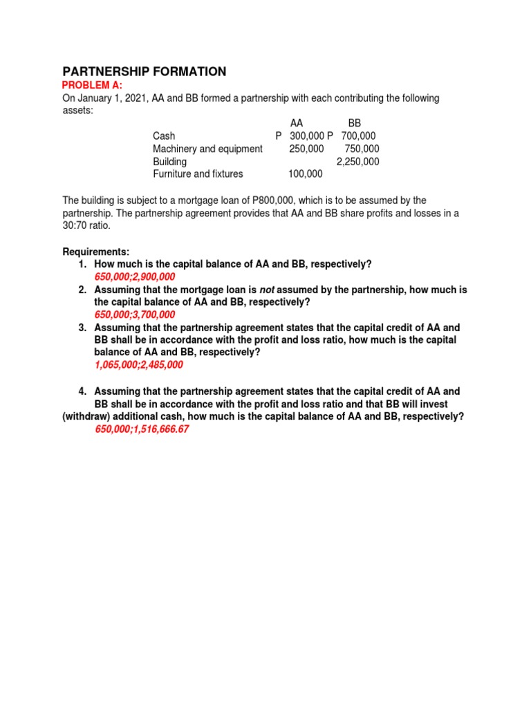 Partnership Formation: Problem A | PDF | Partnership | Expense
