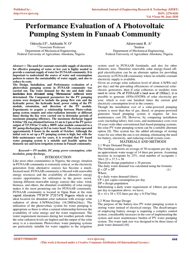 Performance Evaluation Of A Photovoltaic Pdf Solar Power Photovoltaics