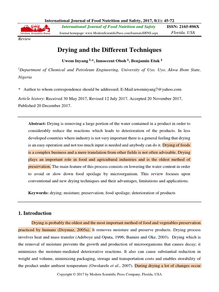 Solar Dying and The Diff Techniques | PDF | Freeze Drying | Osmosis