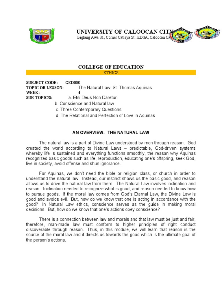 Ethics Module 4 New Final | PDF | Natural Law | Conscience