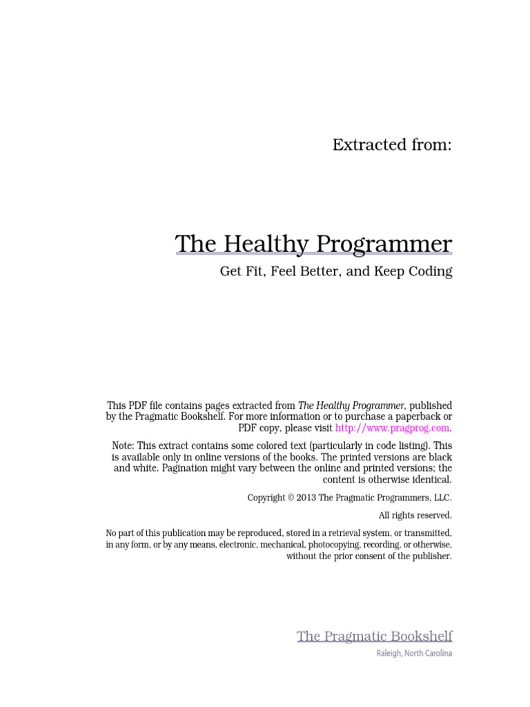 The Healthy Programmer: Extracted From | PDF | Health Care | Dietitian