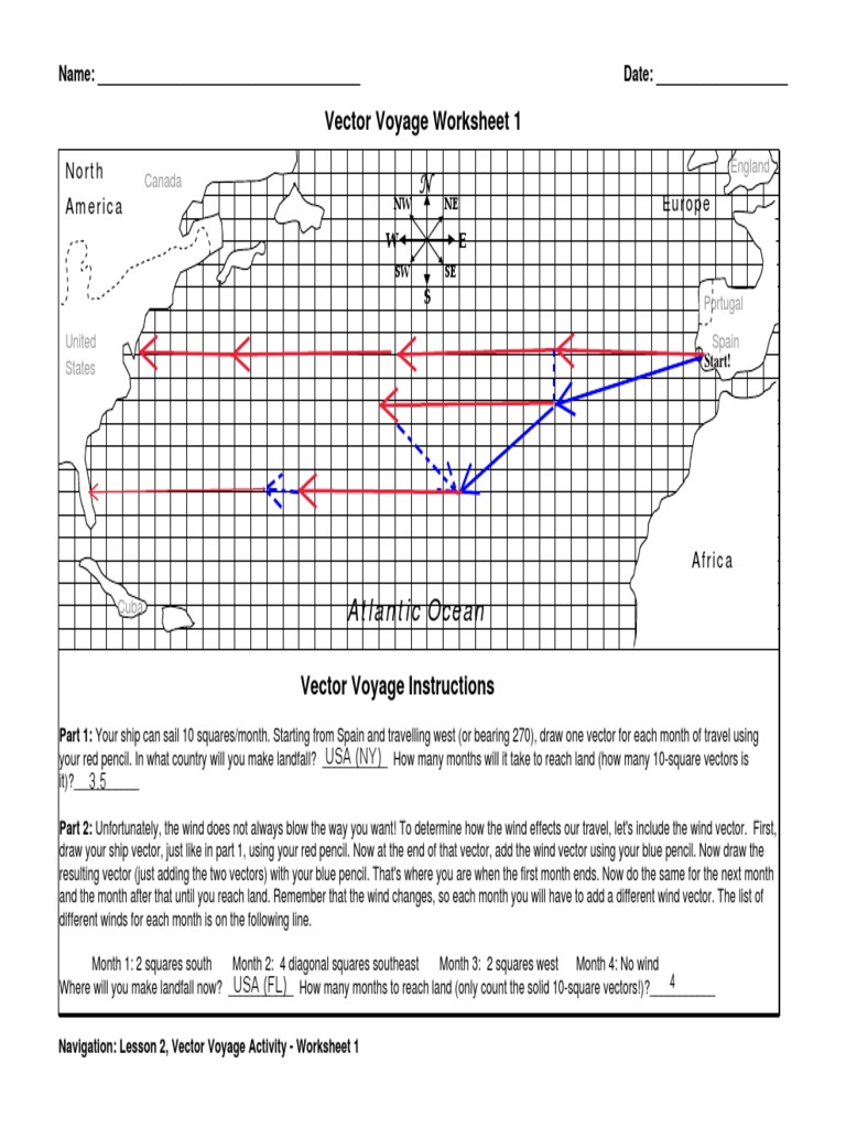 Vector Voyage Worksheet 1: North America Europe | PDF | Atlantic ...