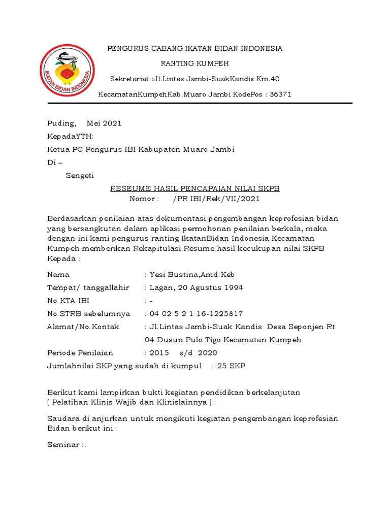 Contoh Rekom STR | PDF