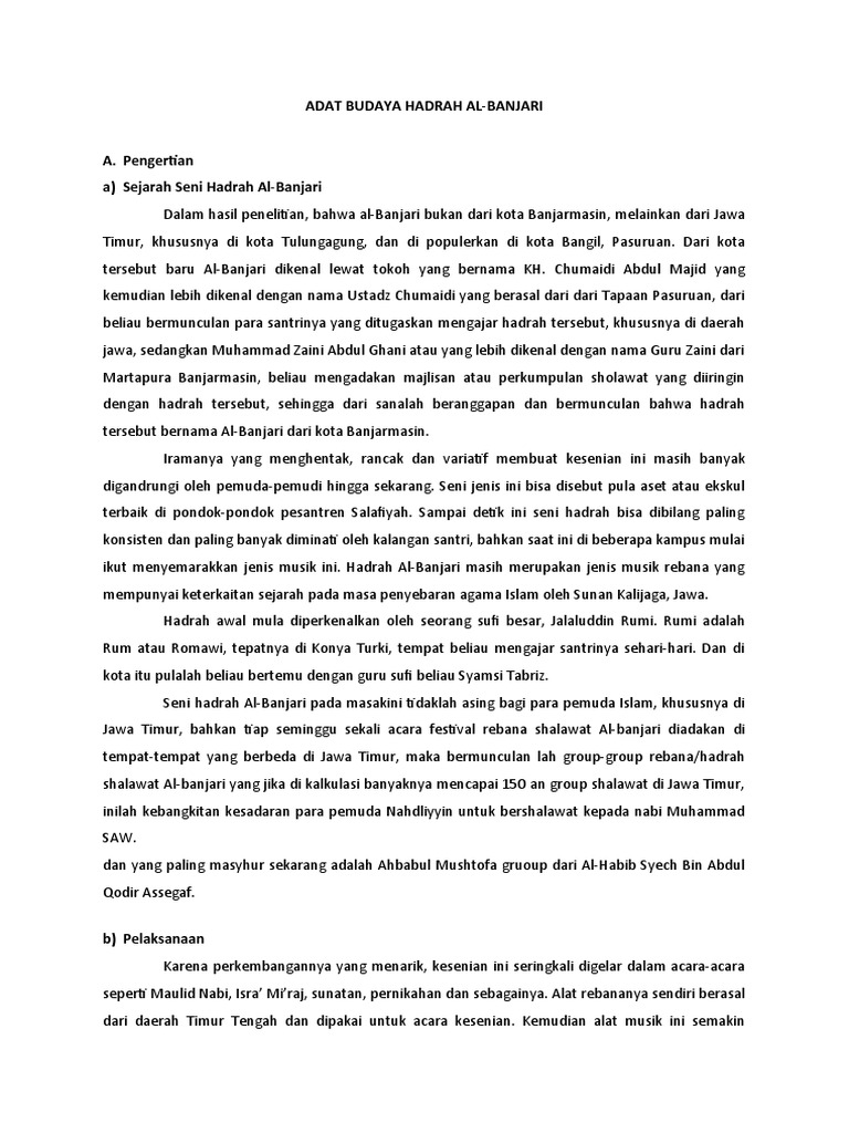 Sejarah dan Budaya Hadrah Al-Banjari | PDF