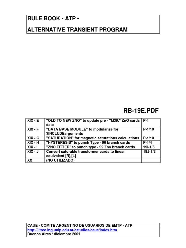 Rule Book - Atp - Alternative Transient Program: RB-19E PDF | PDF ...