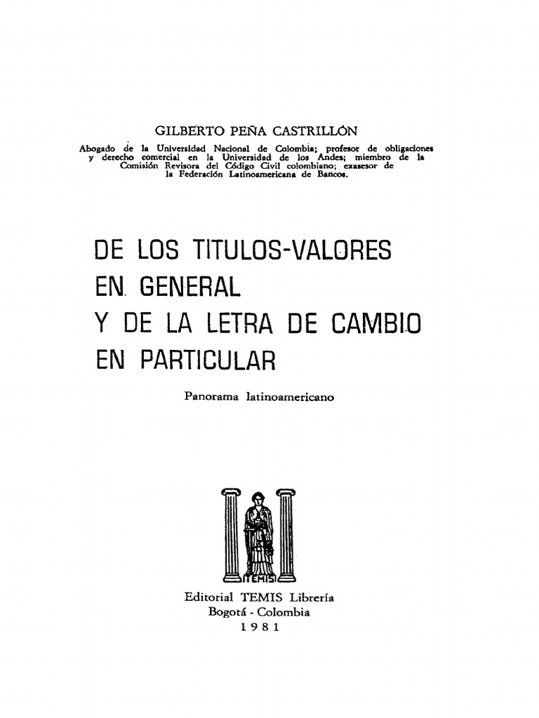 Peña Castrillón, Gilberto (1981) - de Los Títulos Valores en General y ...