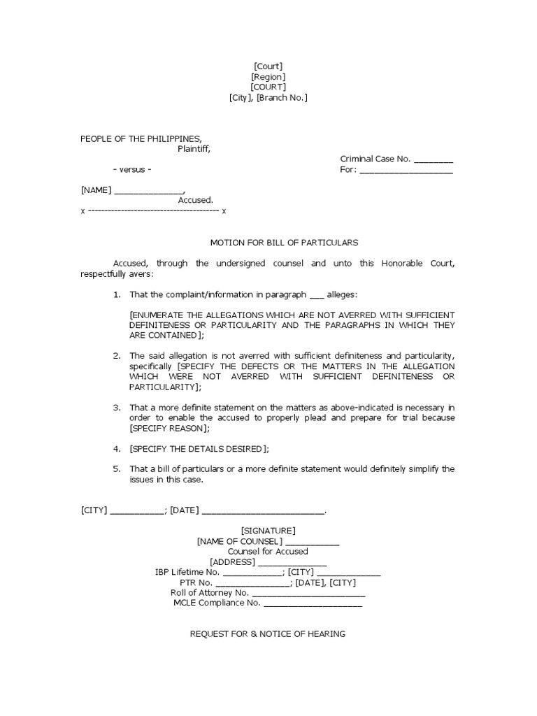 Bill of Particulars Criminal Cases | PDF | Affidavit | Pleading