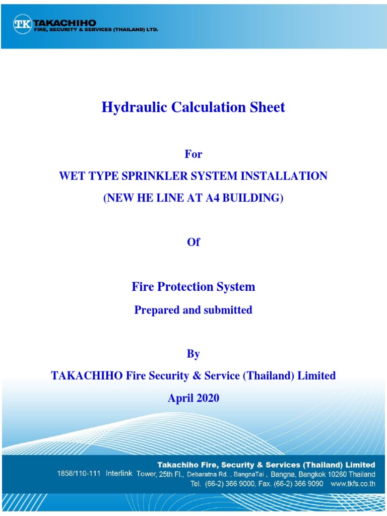 Hydraulic Calculation New He Line at A4 Building | PDF | Fire Sprinkler ...