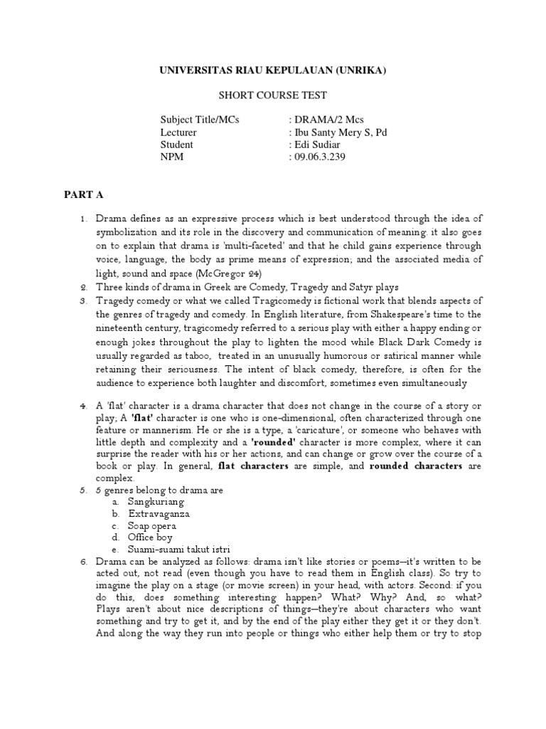 Drama Assignment | Play (Theatre) | Comedy