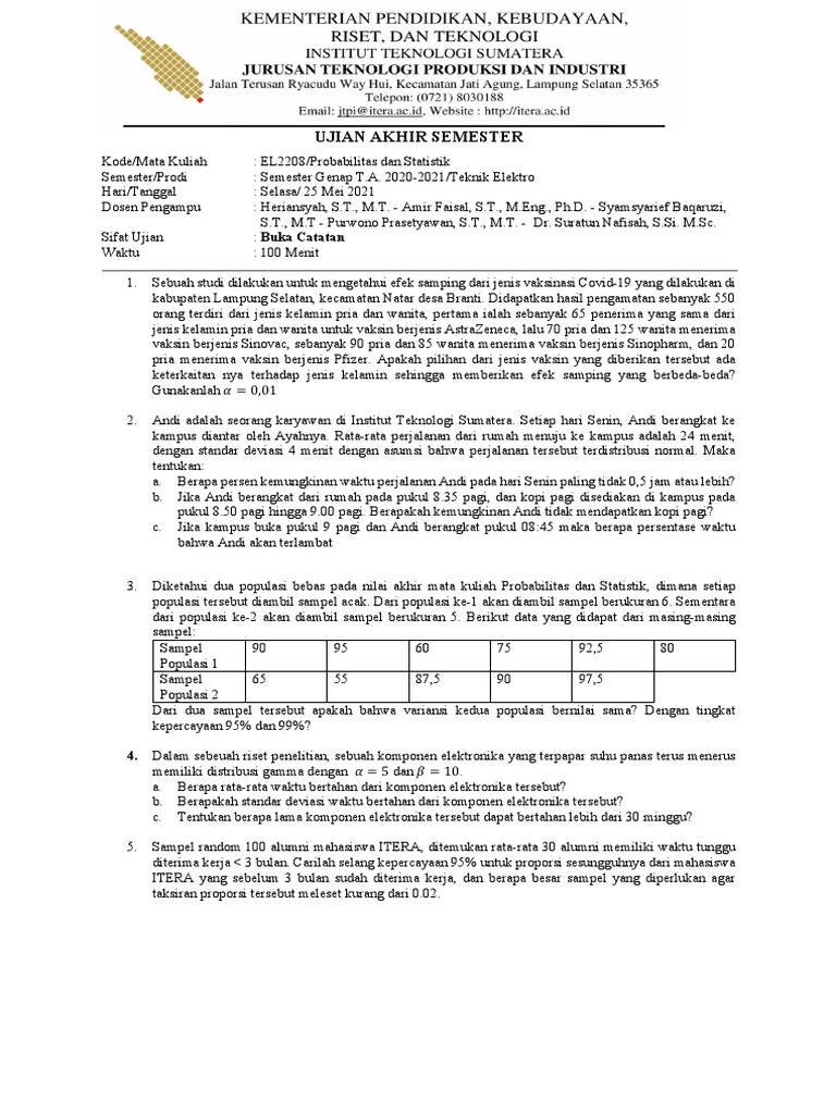 UAS Probstat 25052021 | PDF