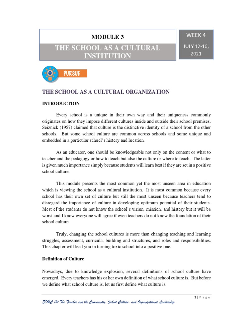 4 Educ 110 Module 3 - Pursue | PDF | Teachers | Leadership