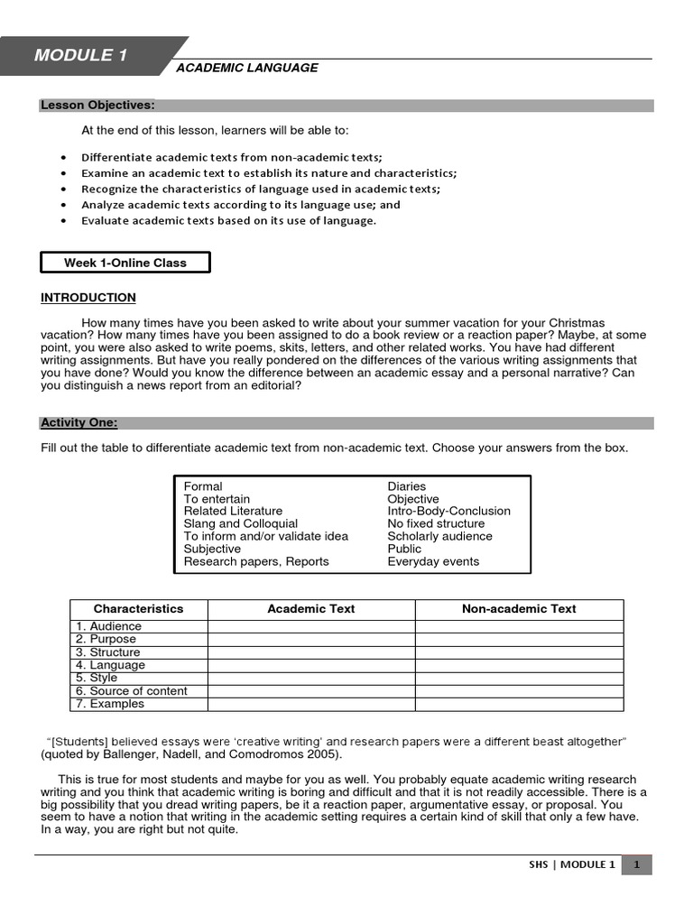 Module-1-Introduction To Eapp Academic Language | Download Free PDF ...