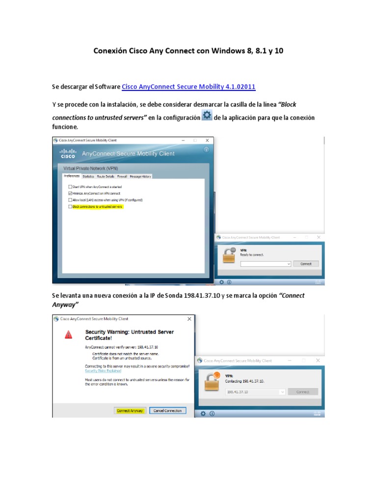 Instructivo Instalacion Any Connect Windows 8 - 8.1 y 10 | PDF | Finanzas y dinero | Informática