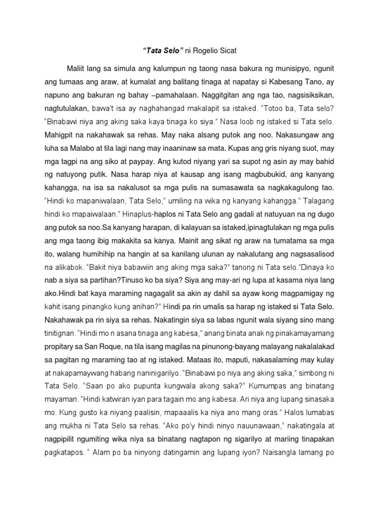 Maikling Kwento - Tata Selo | PDF