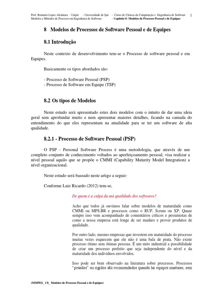 Modelos de Processo Pessoal e em Equipes: Uma Análise dos Benefícios do Processo de Software ...