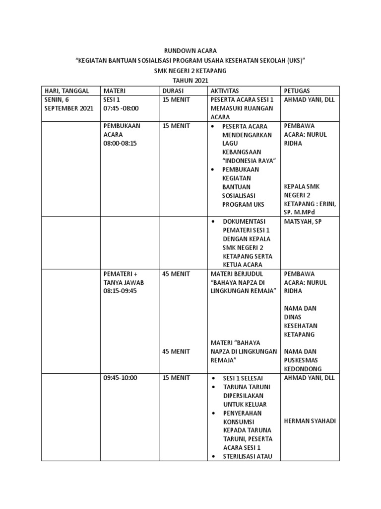 Kegiatan Sosialisasi Pentingnya Program UKS di Sekolah | PDF