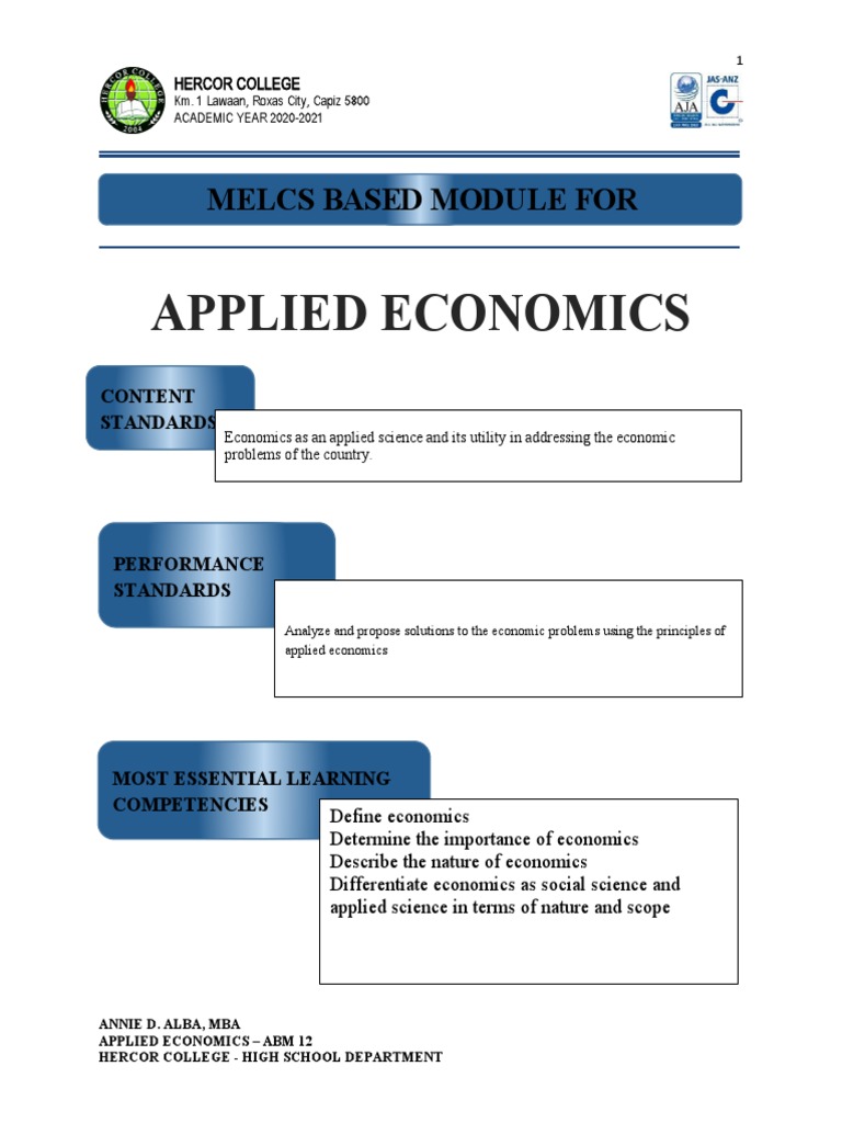 Module 1-APPLIED ECON | PDF | Economics | Science