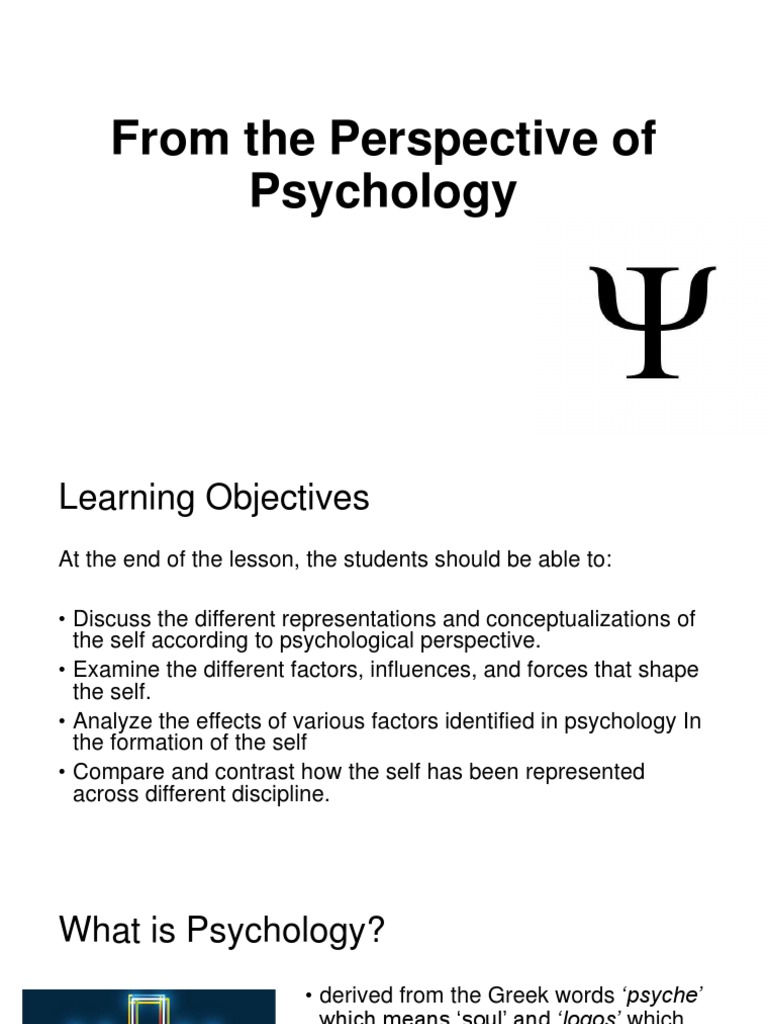 Lesson 4 - From The Perspective of Psychology | PDF | Psychology | Id