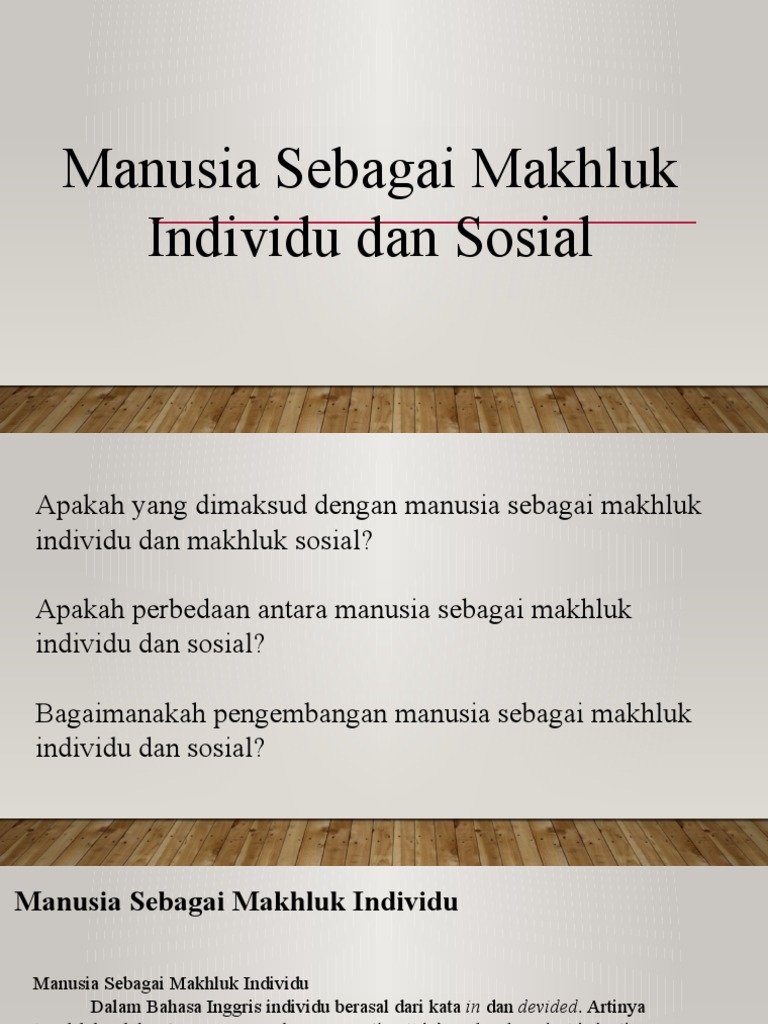 Manusia Sebagai Makhluk Individu Dan Sosial | PDF