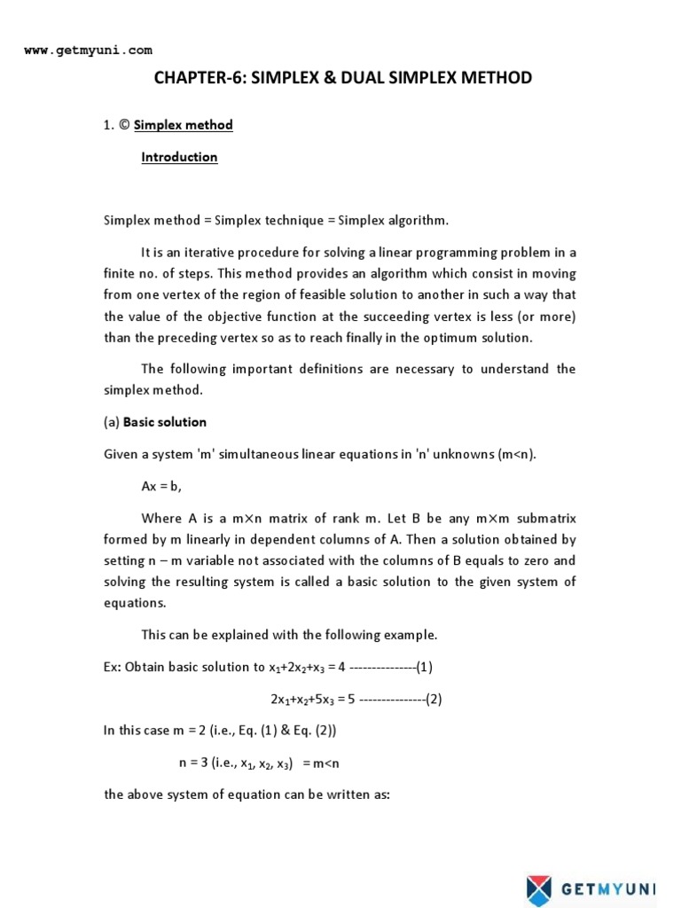 Chapter-6: Simplex & Dual Simplex Method | PDF | Mathematical ...