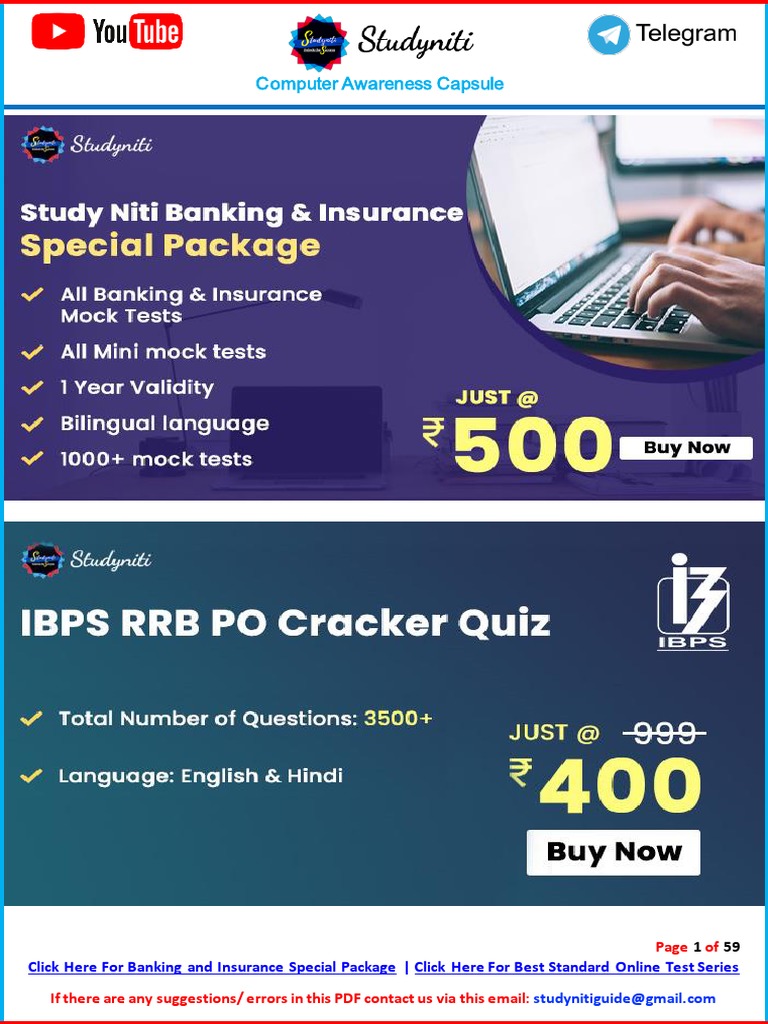 Computer Awareness Capsule For IBPS RRB PO (By Studyniti) | PDF ...