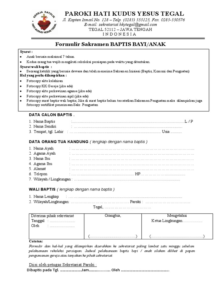 Form Baptis Anak Kecil | PDF