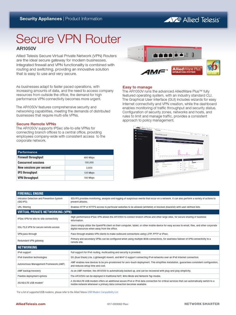 Allied Telesis Ar1050v Router Datasheet | PDF | Virtual Private Network ...