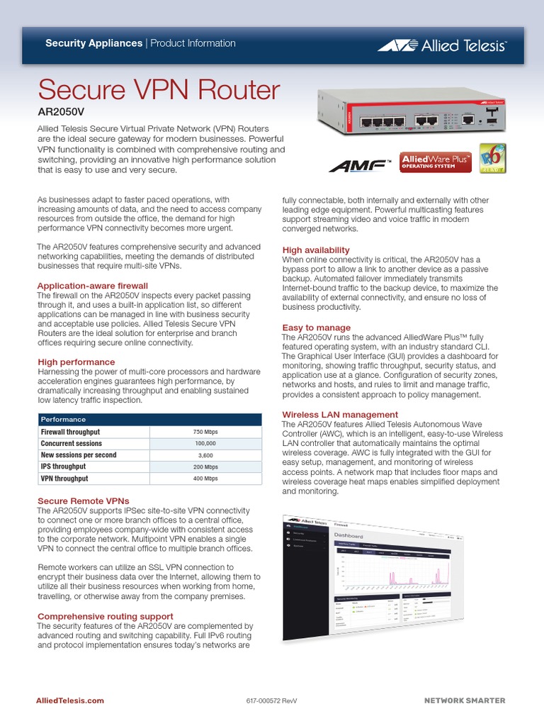 Allied Telesis Ar2050v Router Datasheet | PDF | Virtual Private Network ...