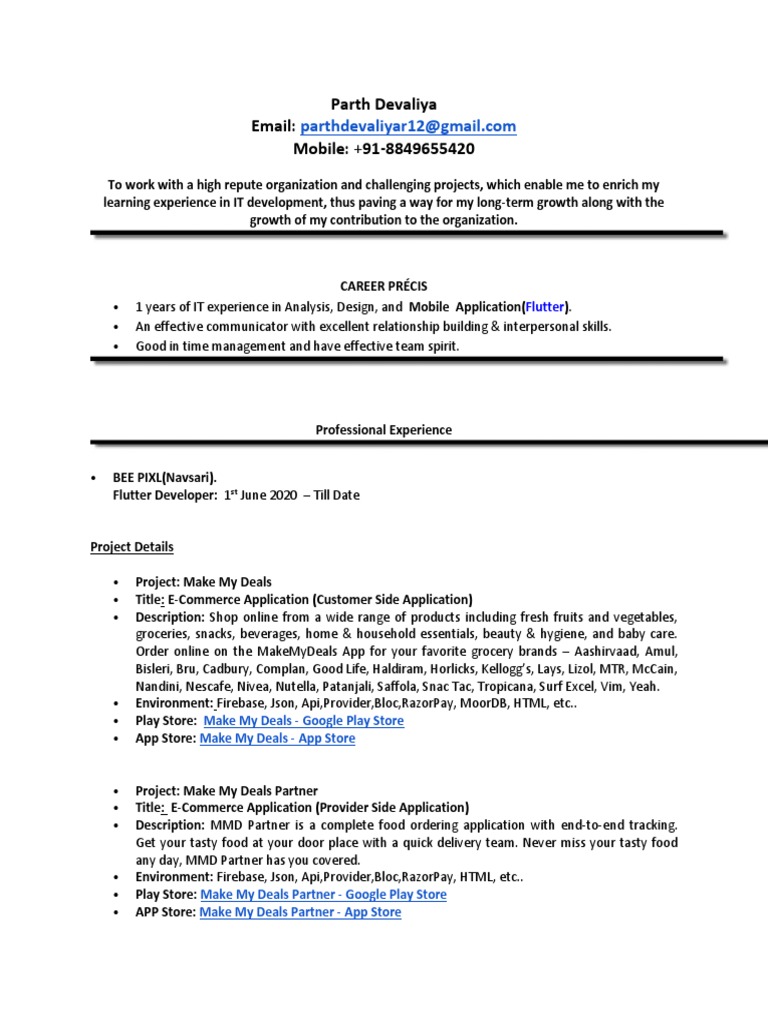 Parth Resume | PDF | Google Play | Mobile App