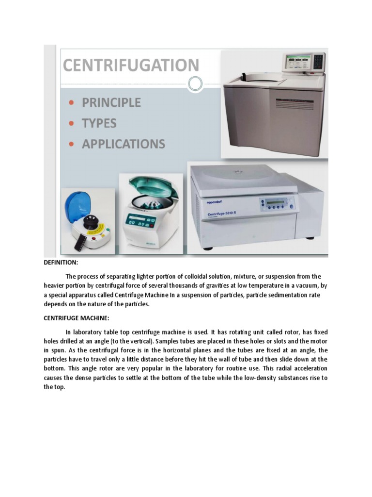 Centrifugation | PDF | Centrifugation | Centrifuge