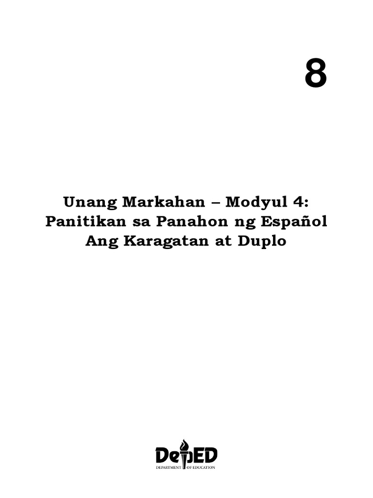 Filipino 8 MODULE-4-Karagatan-At-Duplo | PDF