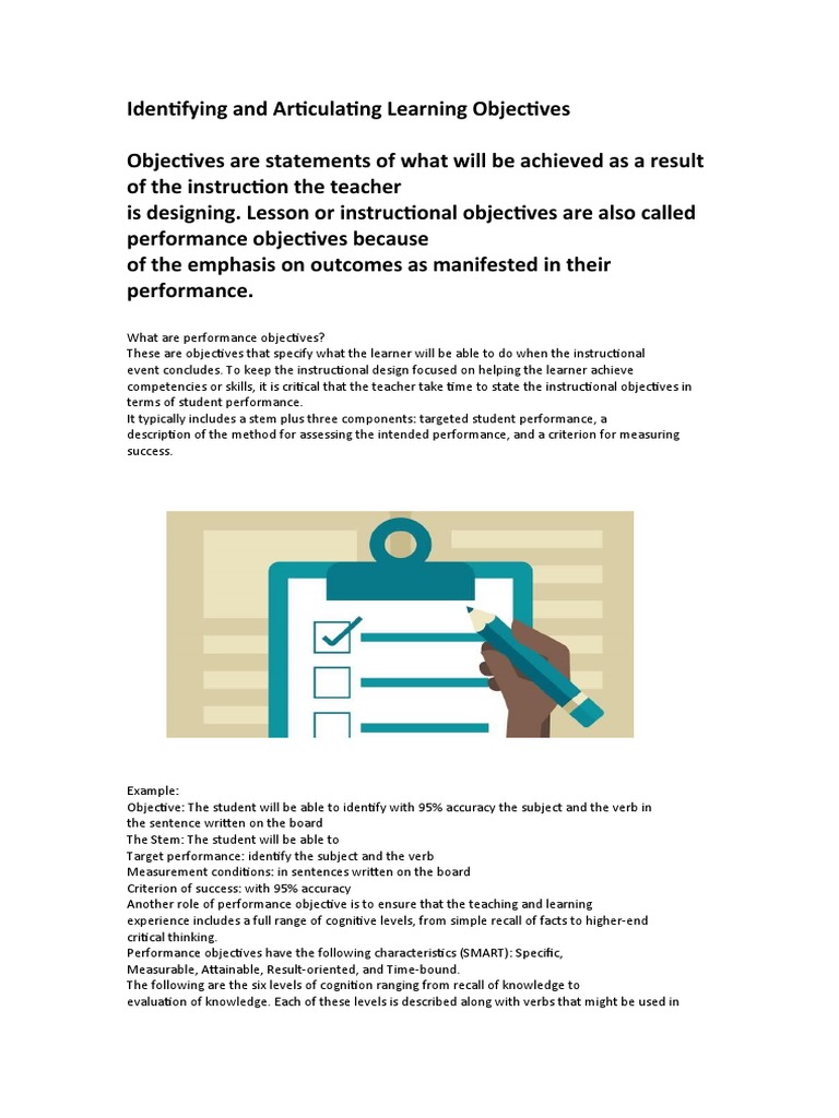 Identifying and Articulating Learning Objectives | PDF | Learning ...
