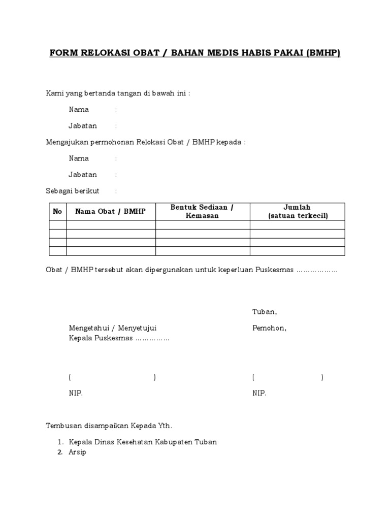 Form Relokasi Obat | PDF