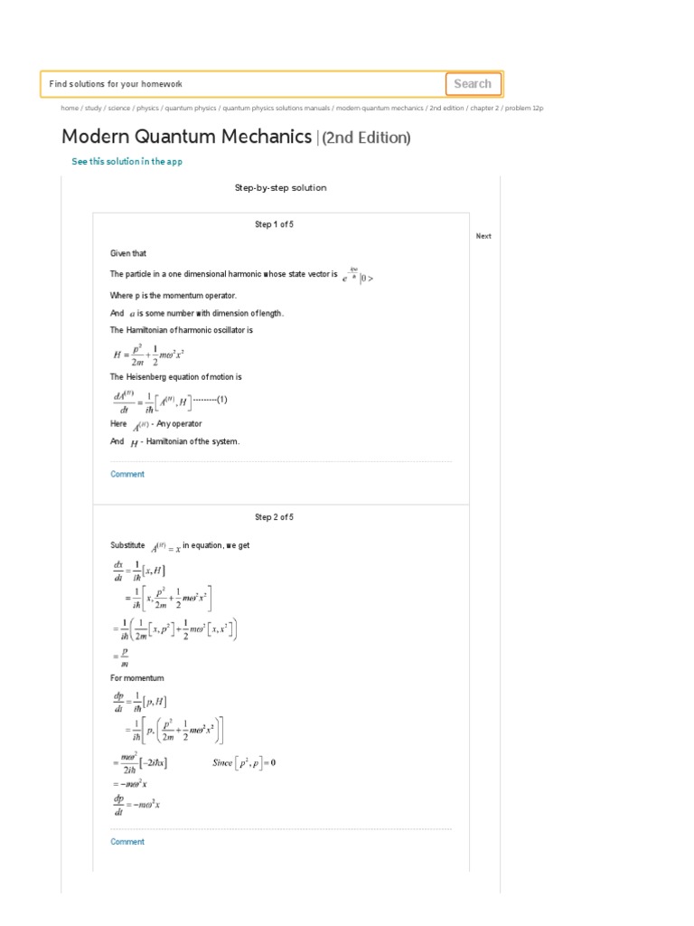 Modern Quantum Mechanics: (2nd Edition) | PDF | Quantum Mechanics | Momentum